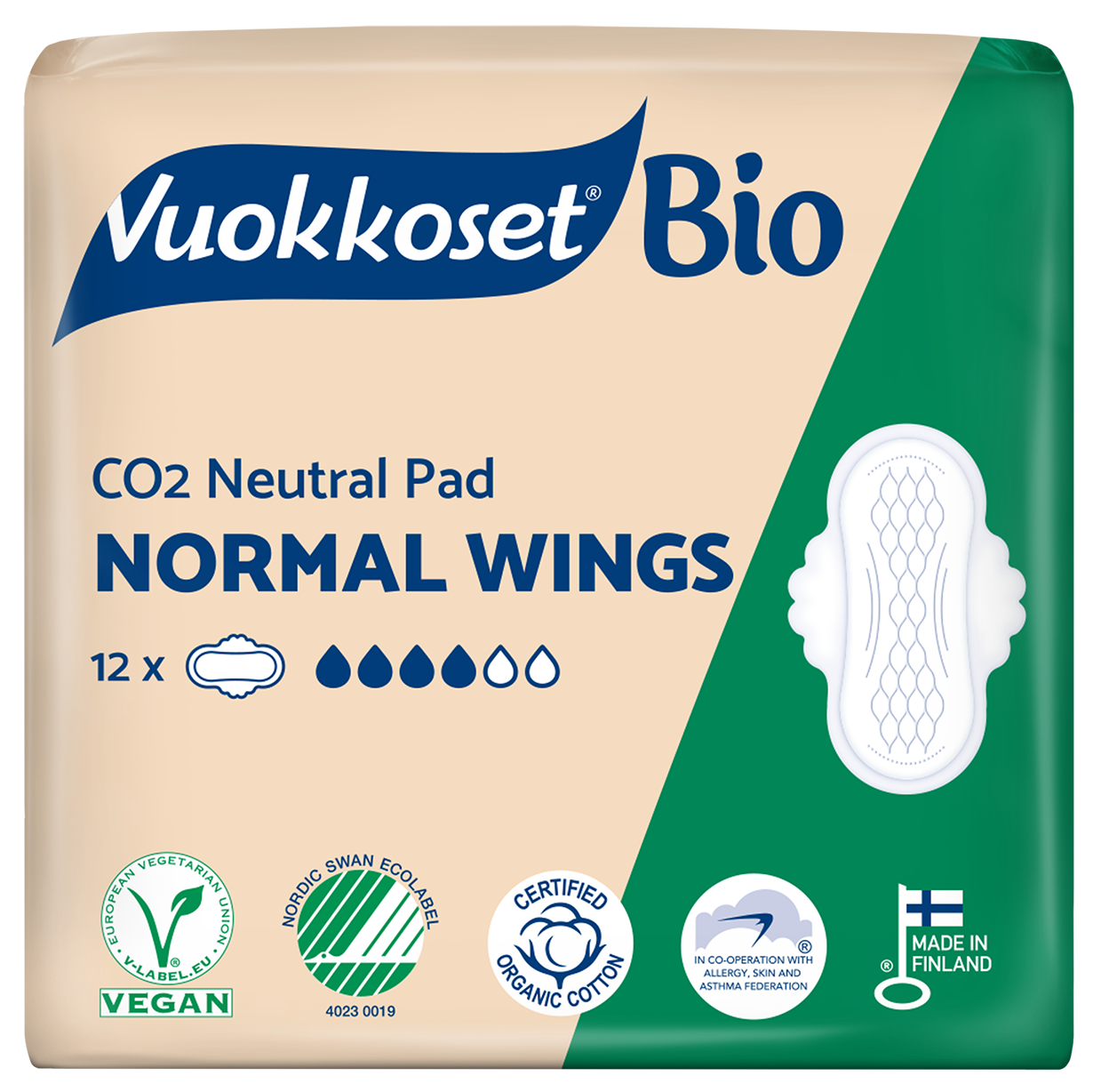 Vuokkoset Bio Normal Wings pads - Vuokkoset